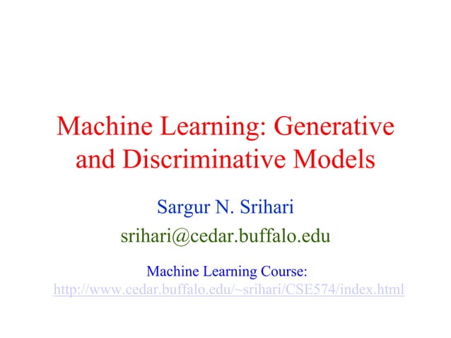 Machine Learning: Generative and Discriminative Models | PDF ...