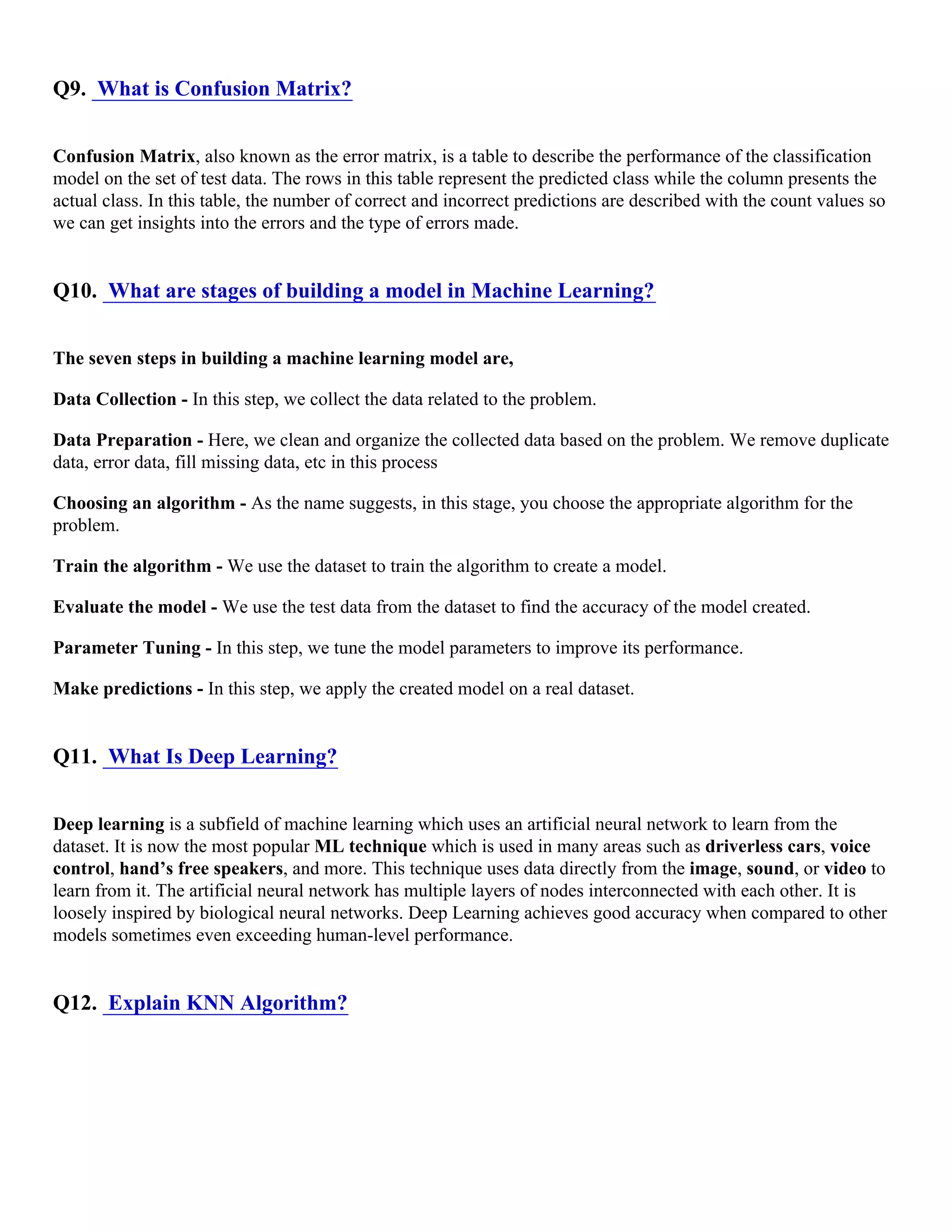 Machine Learning Interview Questions and Answers | PDF