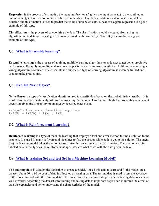 Machine Learning Interview Questions and Answers | PDF
