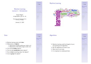 Machine Learning Lecture 1 - Introduction | PPT