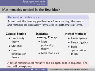 Machine Learning Preliminaries and Math Refresher | PDF