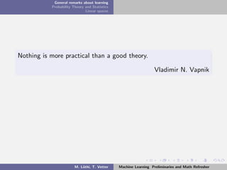 Machine Learning Preliminaries and Math Refresher | PDF