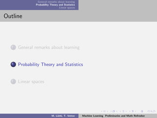 Machine Learning Preliminaries and Math Refresher | PDF