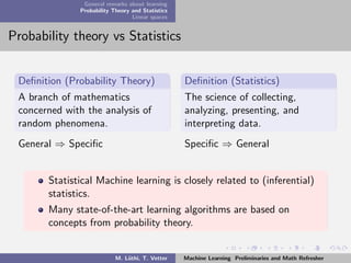 Machine Learning Preliminaries and Math Refresher | PDF