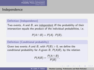 Machine Learning Preliminaries and Math Refresher | PDF