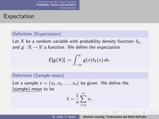Machine Learning Preliminaries and Math Refresher | PDF