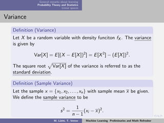 Machine Learning Preliminaries and Math Refresher | PDF