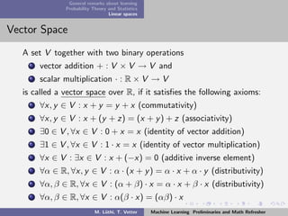 Machine Learning Preliminaries and Math Refresher | PPT