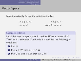 Machine Learning Preliminaries and Math Refresher | PDF