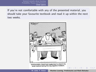 Machine Learning Preliminaries and Math Refresher | PDF