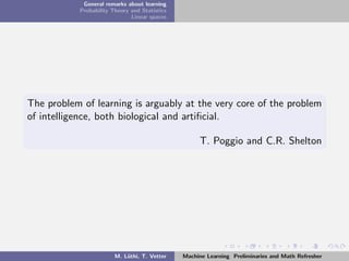 Machine Learning Preliminaries and Math Refresher | PDF