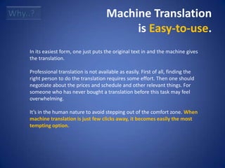 Machine Translation: What it is? | PPTX