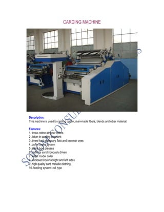 ABSORBENT COTTON MANUFACTURING MACHINE | PDF