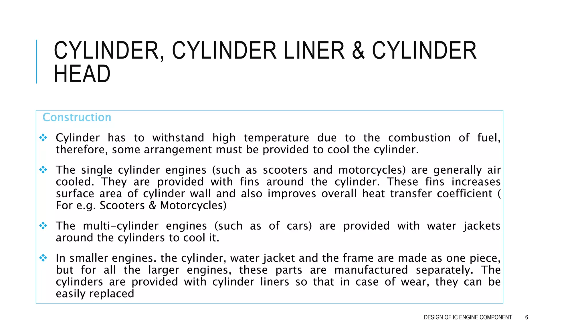 DESIGN OF IC ENGINE COMPONENT-CYLINDER | PPTX