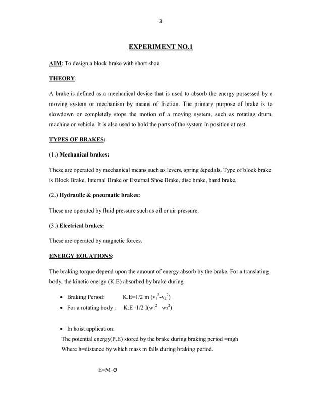 Machine design lab manual | PDF