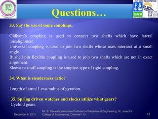 Machine design possible interview questions | PPT