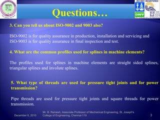 Machine design possible interview questions | PPT