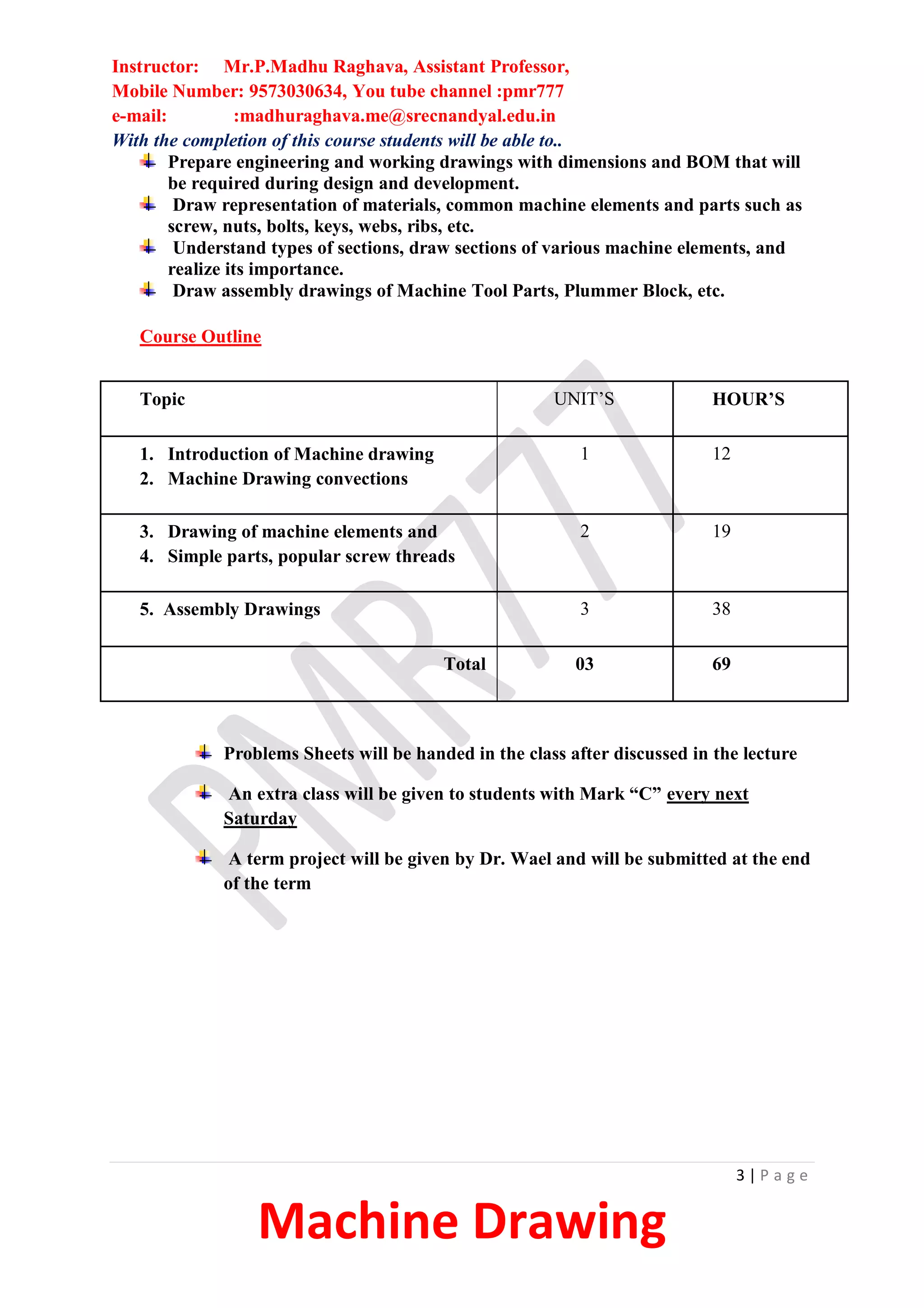 #Machine Drawing Complete lecture notes | PDF