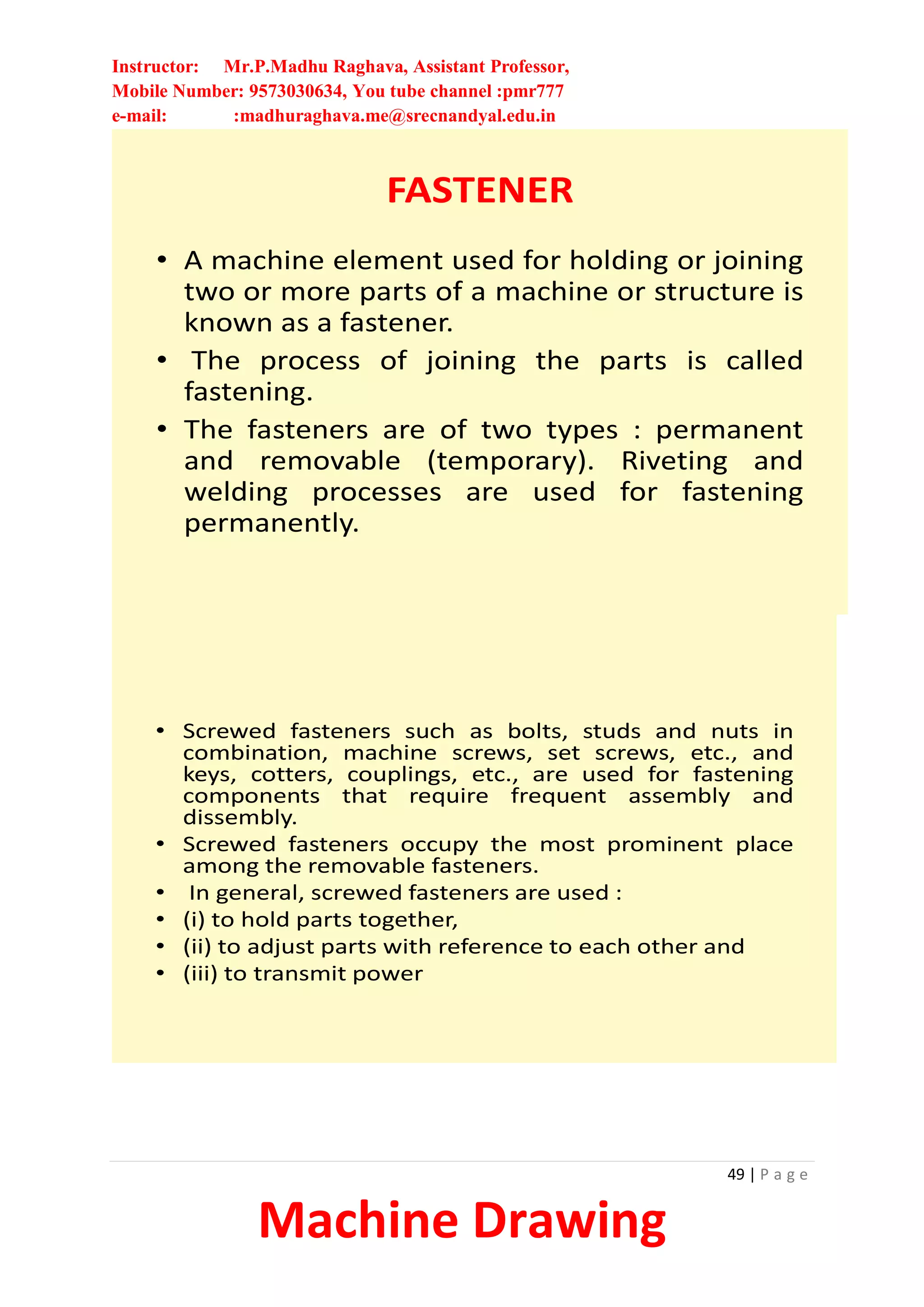 #Machine Drawing Complete lecture notes | PDF
