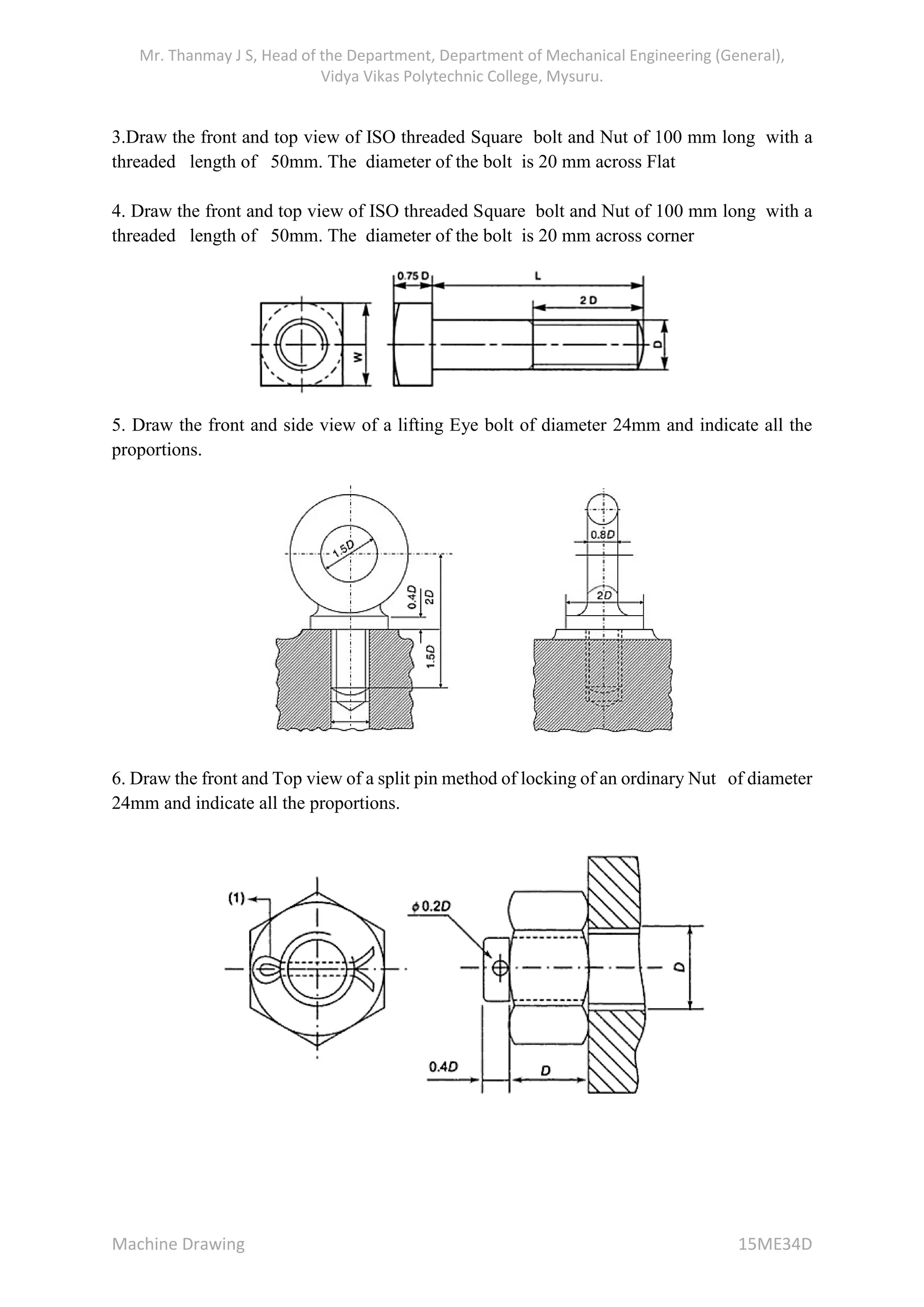Machine drawing notes 15 me34d | PDF