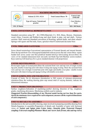 Machine drawing notes 15 me34d | PDF | Needlework | Arts and Crafts
