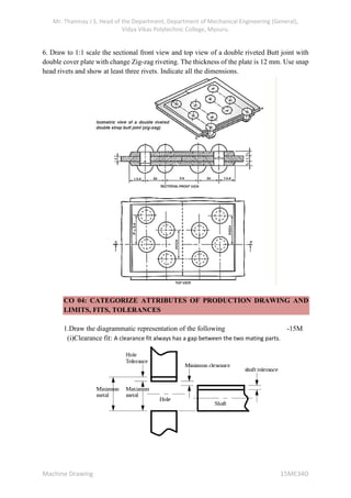 Machine drawing notes 15 me34d | PDF