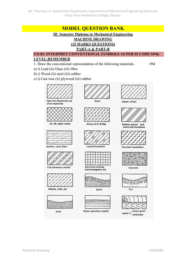 Machine drawing notes 15 me34d | PDF | Needlework | Arts and Crafts