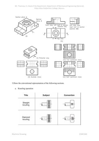 Machine drawing notes 15 me34d | PDF