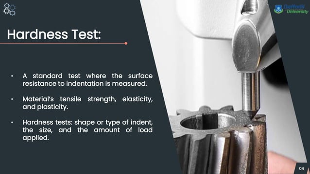 Concept on hardness test conducted on material | PPT