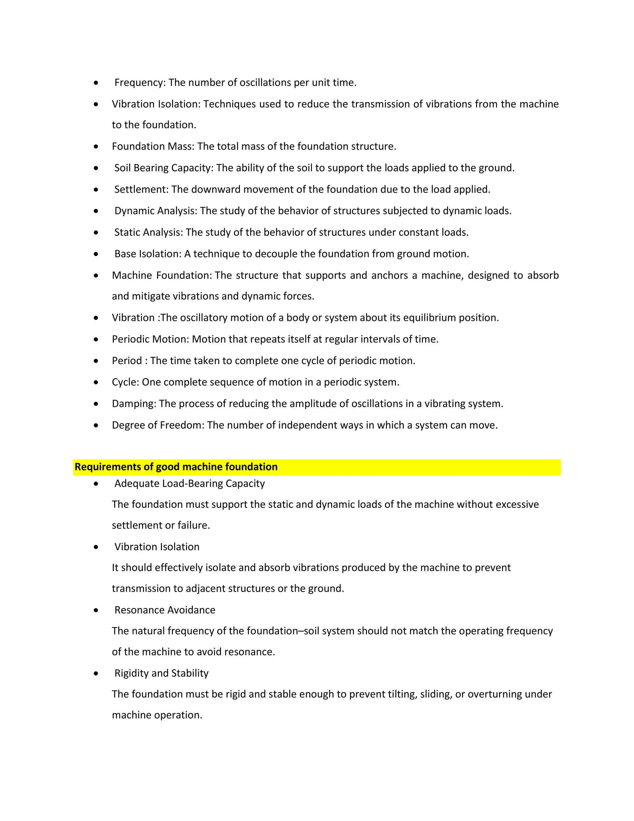 Machine foundation notes for civil engineering students | PDF