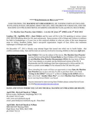 Machine gun preacher touring england and scotland | PDF