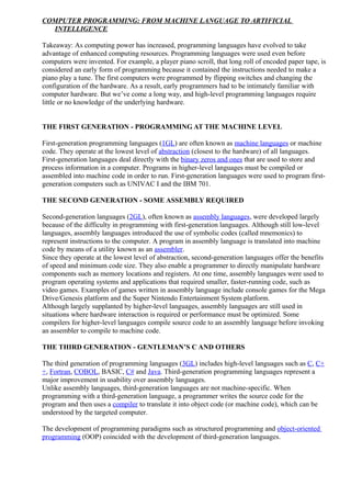 Machine language to artificial intelligence | DOC | Computing | Technology & Computing