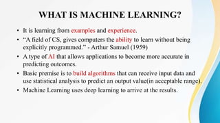 Machine learning | PPTX | Artificial Intelligence | Technology & Computing