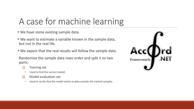 Machine learning (using Accord.NET and FSharp) | PPT