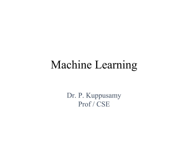 Machine learning Introduction | PPT