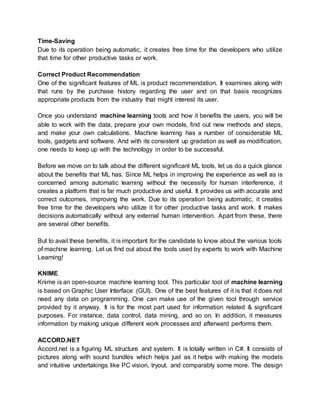 POPULAR MACHINE LEARNING SOFTWARE TOOLS | PDF