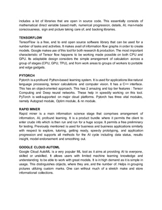 POPULAR MACHINE LEARNING SOFTWARE TOOLS | PDF