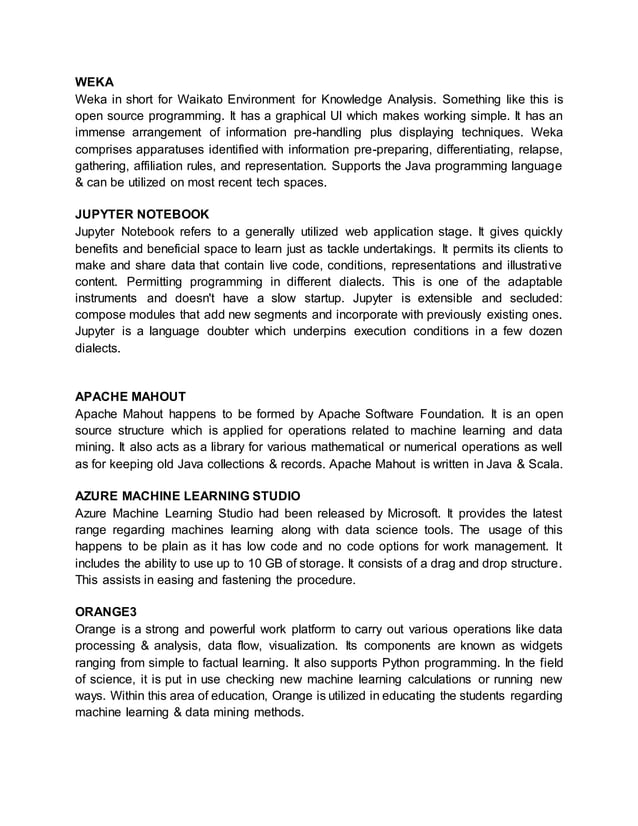 POPULAR MACHINE LEARNING SOFTWARE TOOLS | PDF