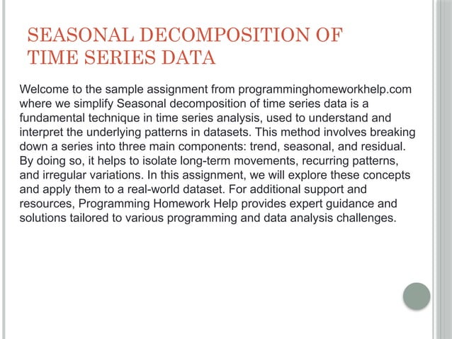 Seasonal Decomposition of Time Series Data | PPTX