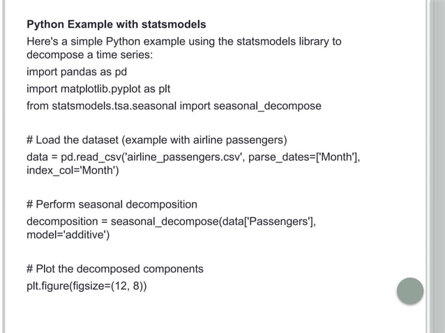 Seasonal Decomposition of Time Series Data | PPTX