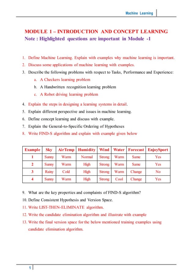Machine learning important questions | DOCX | Artificial Intelligence ...
