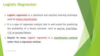 Machine Learning-Lec5.pdf_explain of logistic regression | PPT