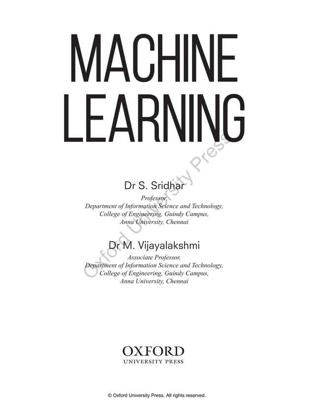machineLearning-OUP-SRIDHAR-2021-INTRO.pdf | Desktop Publishing | Computer Software and Applications