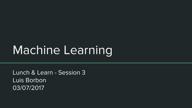 Machine learning - session 3 | PPT