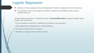 Machine learning session5(logistic regression) | PPTX | Technology & Computing
