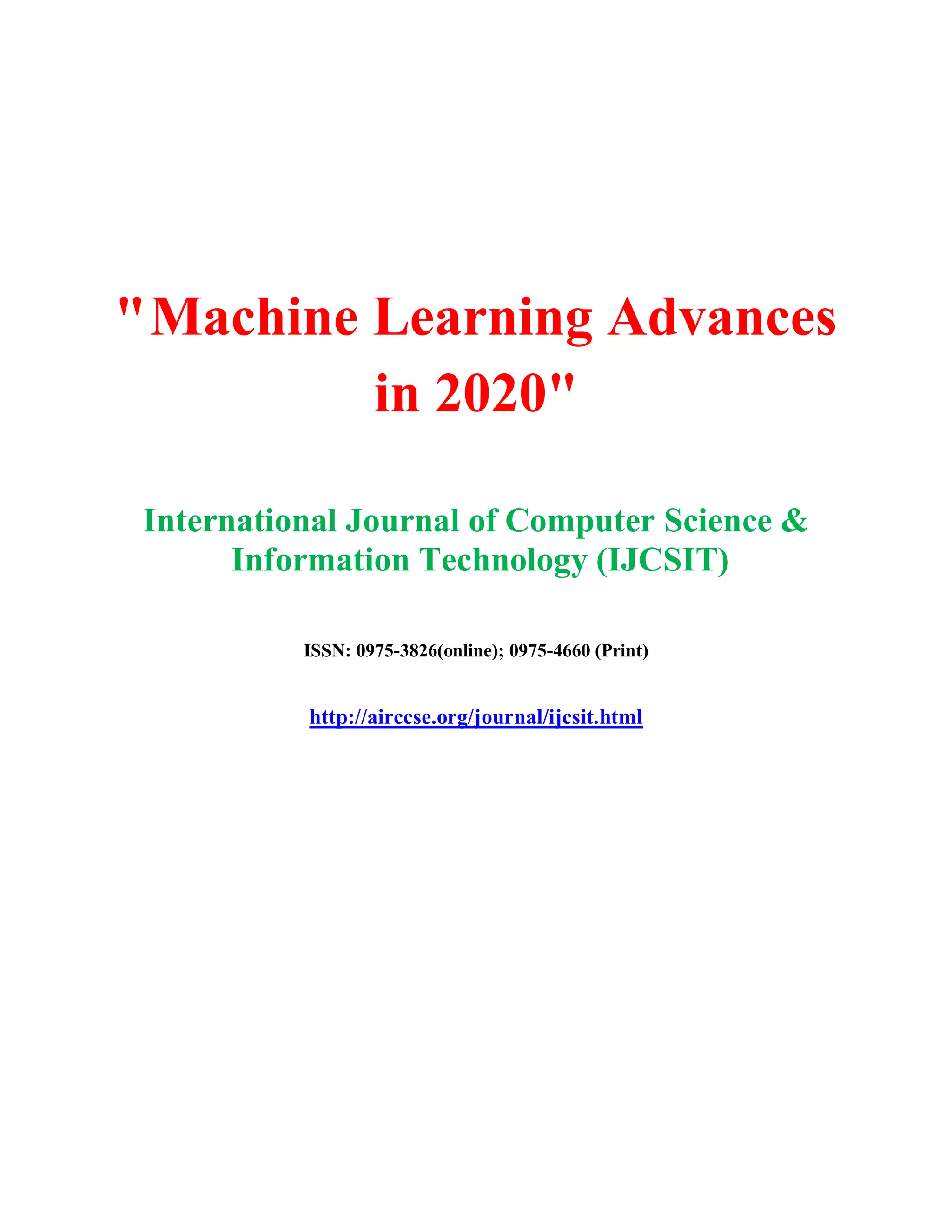 Machine learning advances in 2020 | PDF