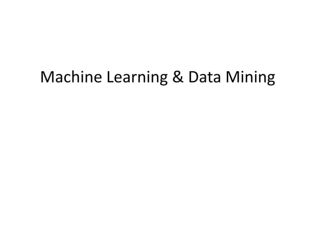 Machine Learning, Statistics And Data Mining | PPT