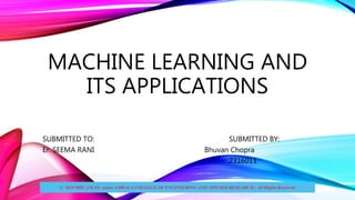 Machine Learning and its Applications | PPTX