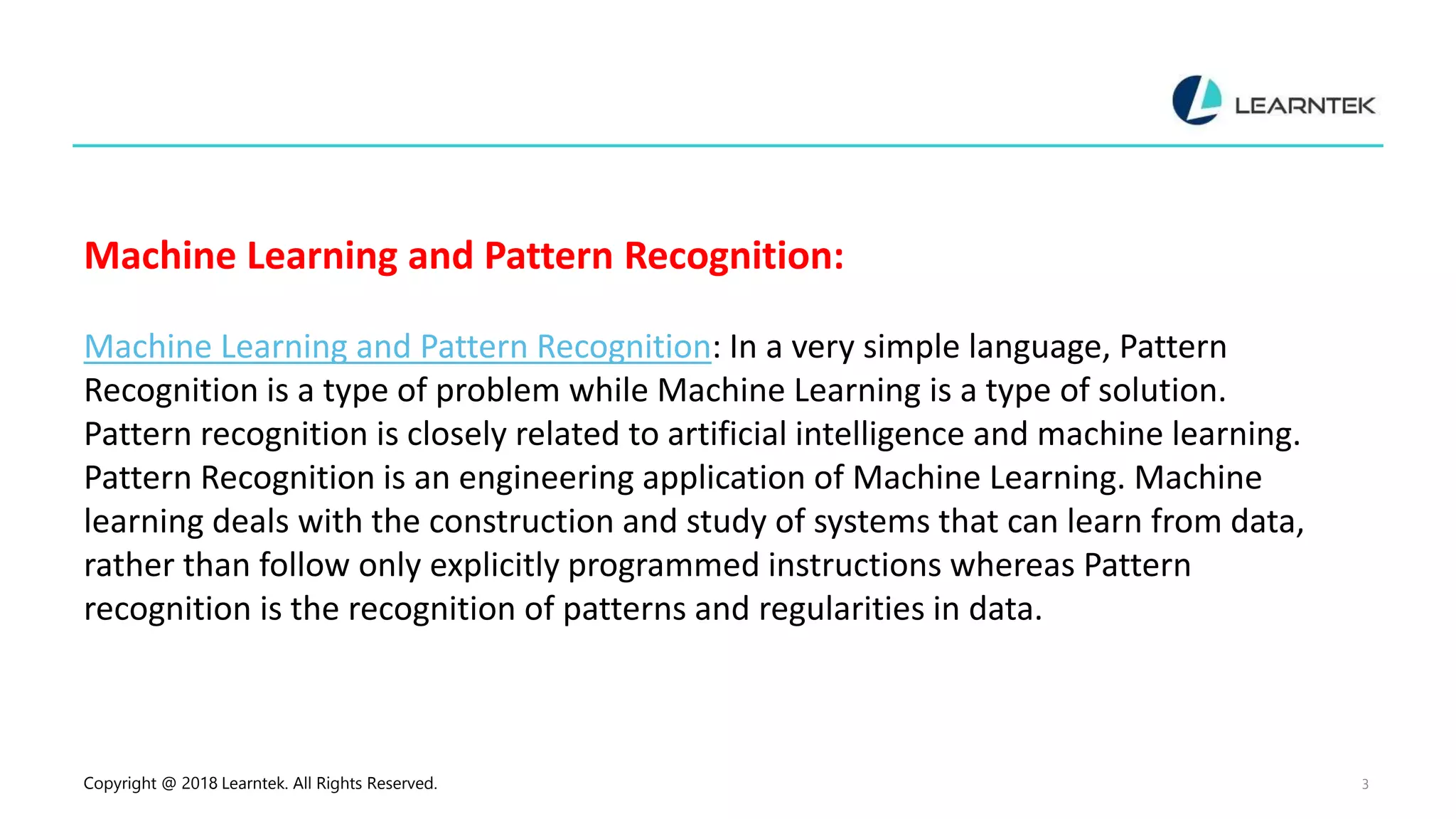 Machine learning and pattern recognition | PPTX