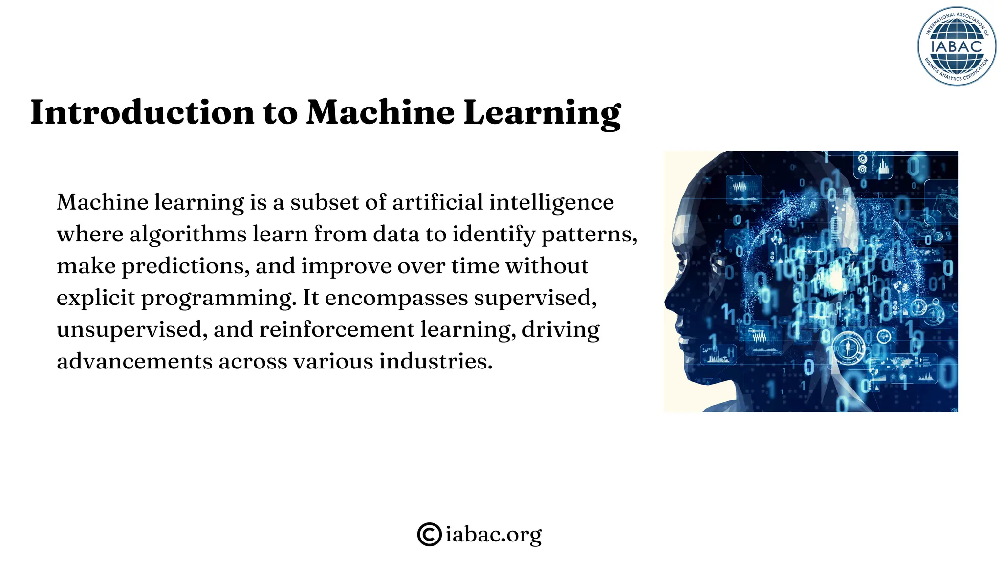 Machine Learning Applications | IABAC | PPT